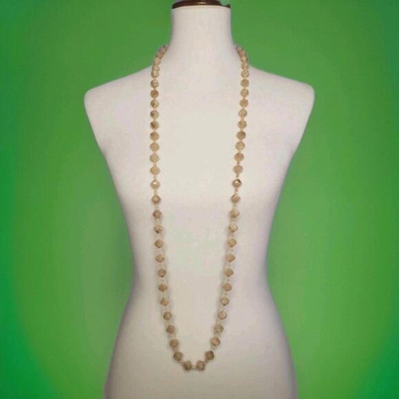 Jewelry | Handcrafted Marble Look Tan Beaded Plastic Necklace | Poshmark